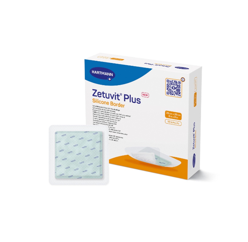 Hartmann Zetuvit Plus Silicone Bordered Super Absorbent Dressing, 8"x8 ...